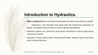 ME6021 - HYDRAULICS AND PNEUMATICS / UNIT I - FLUID POWER PRINCIPLES ...
