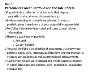 unit 1 (1).pptx personal career portfolio | PPTX