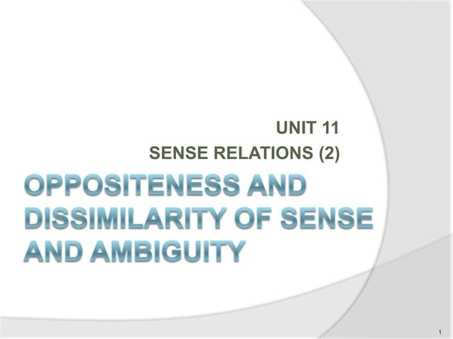 Unit 11 Sense Relations (2) | PPTX