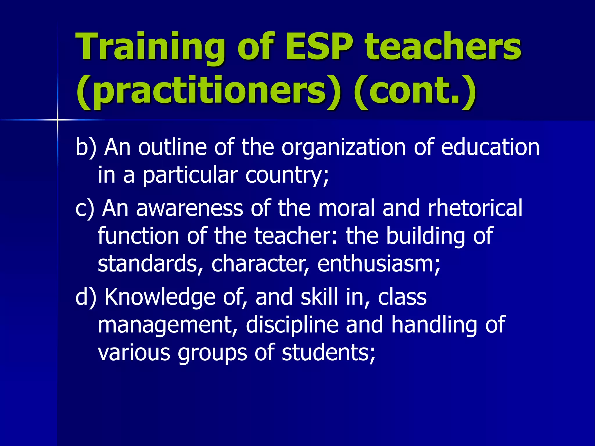 THE ROLES OF ESP TEACHERS | PPT