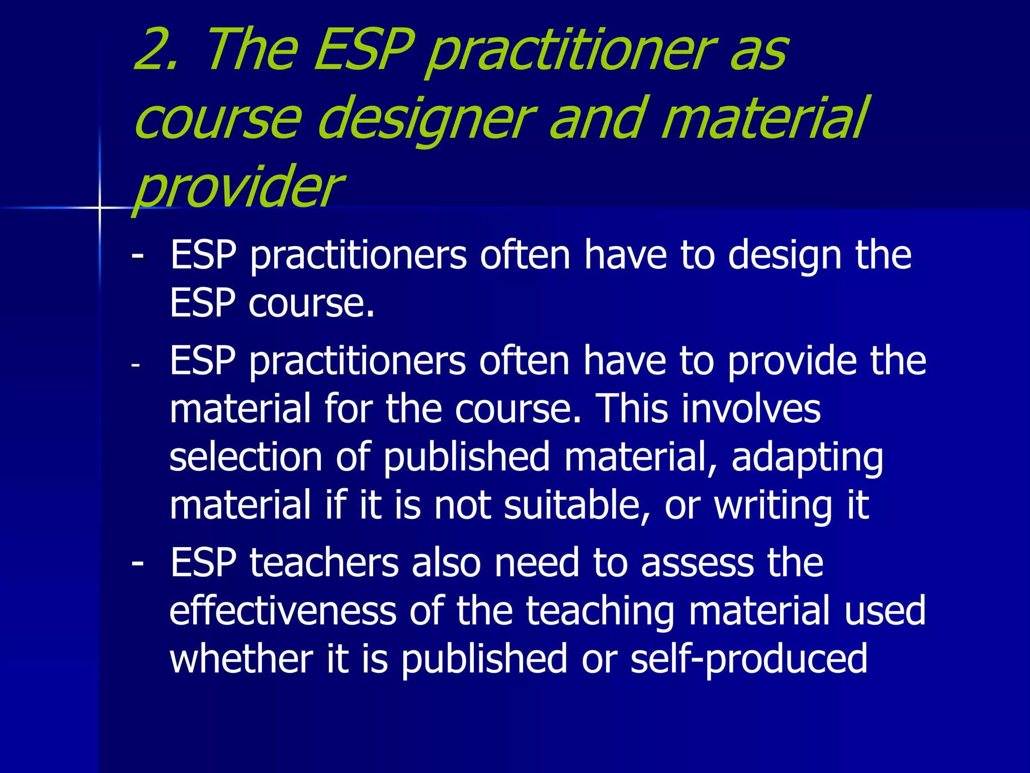 THE ROLES OF ESP TEACHERS | PPT