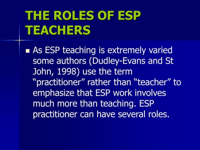 THE ROLES OF ESP TEACHERS | PPT