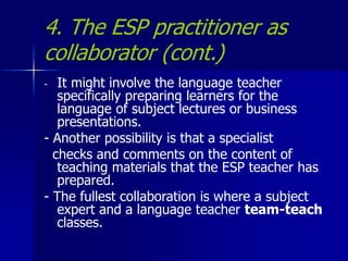 THE ROLES OF ESP TEACHERS | PPT