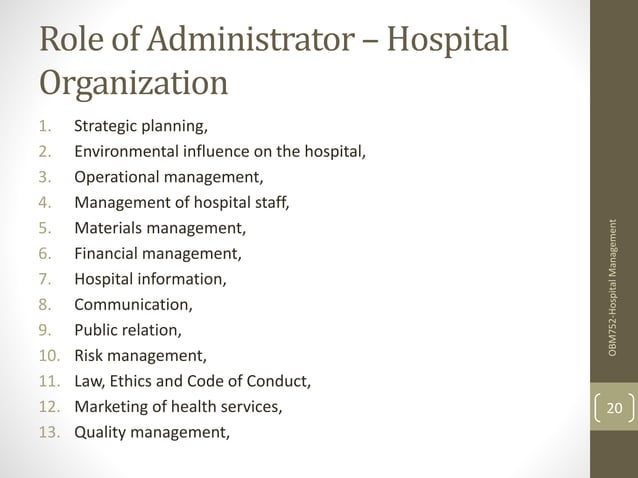 HOSPITAL MANAGEMENT | PPTX | Healthcare Industry | Industries