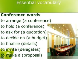 Unit 11a Arranging A Conference Upload | PPT