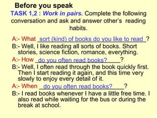 Unit 11 books speaking | PPT