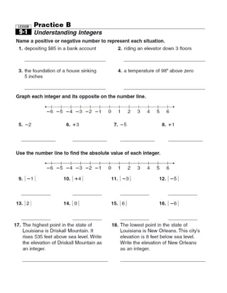 Unit 11 lesson 1 understanding integers & absolute value | DOCX