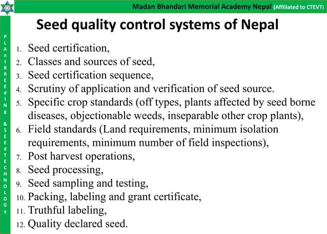 Unit 11 Seed Quality Control.pptx | Agriculture | Industries
