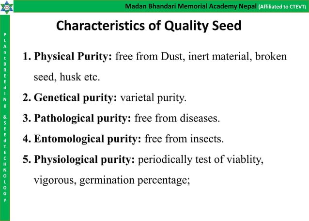 Unit 11 Seed Quality Control.pptx | Agriculture | Industries