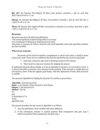 Design and Analysis of algorithms | PDF