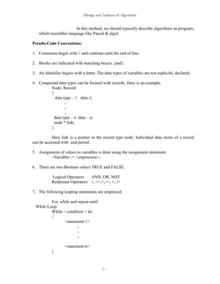 Design and Analysis of algorithms | PDF