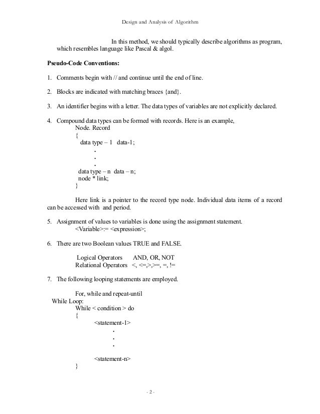 Design and Analysis of algorithms