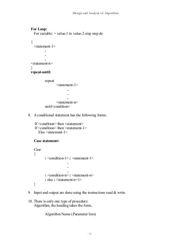 Design and Analysis of algorithms