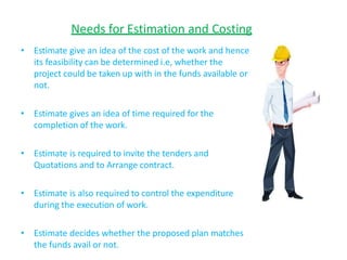 Estimation Costing and Valuation Unit 2 | PPTX
