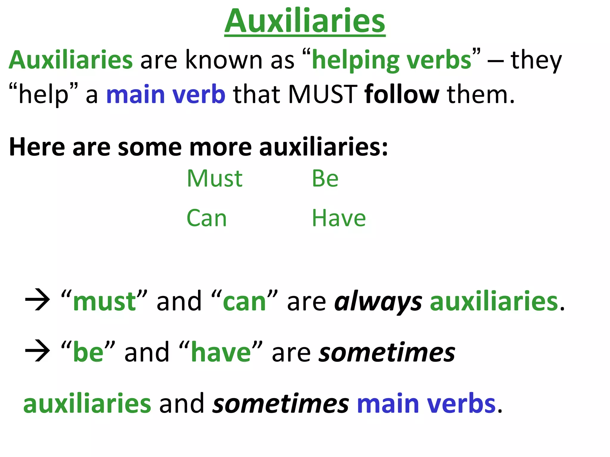 Unit 12 auxiliary phrases, forms of the verb and tense | PPT