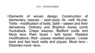 Unit 1 22FT403 STRUCTURE AND DESIGN OF WOVEN FABRICS.pptx
