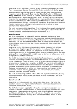 Unit 12 creative and therapeutic activities specification | PDF