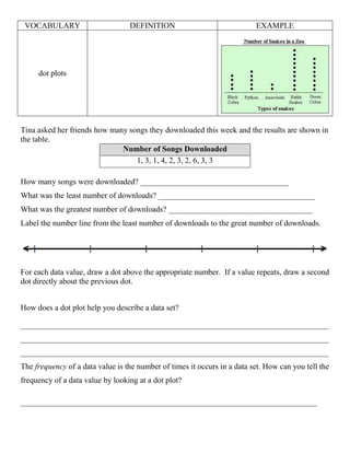 Unit 12 lesson 1 2 statistics dot plots | DOCX | Technology & Computing