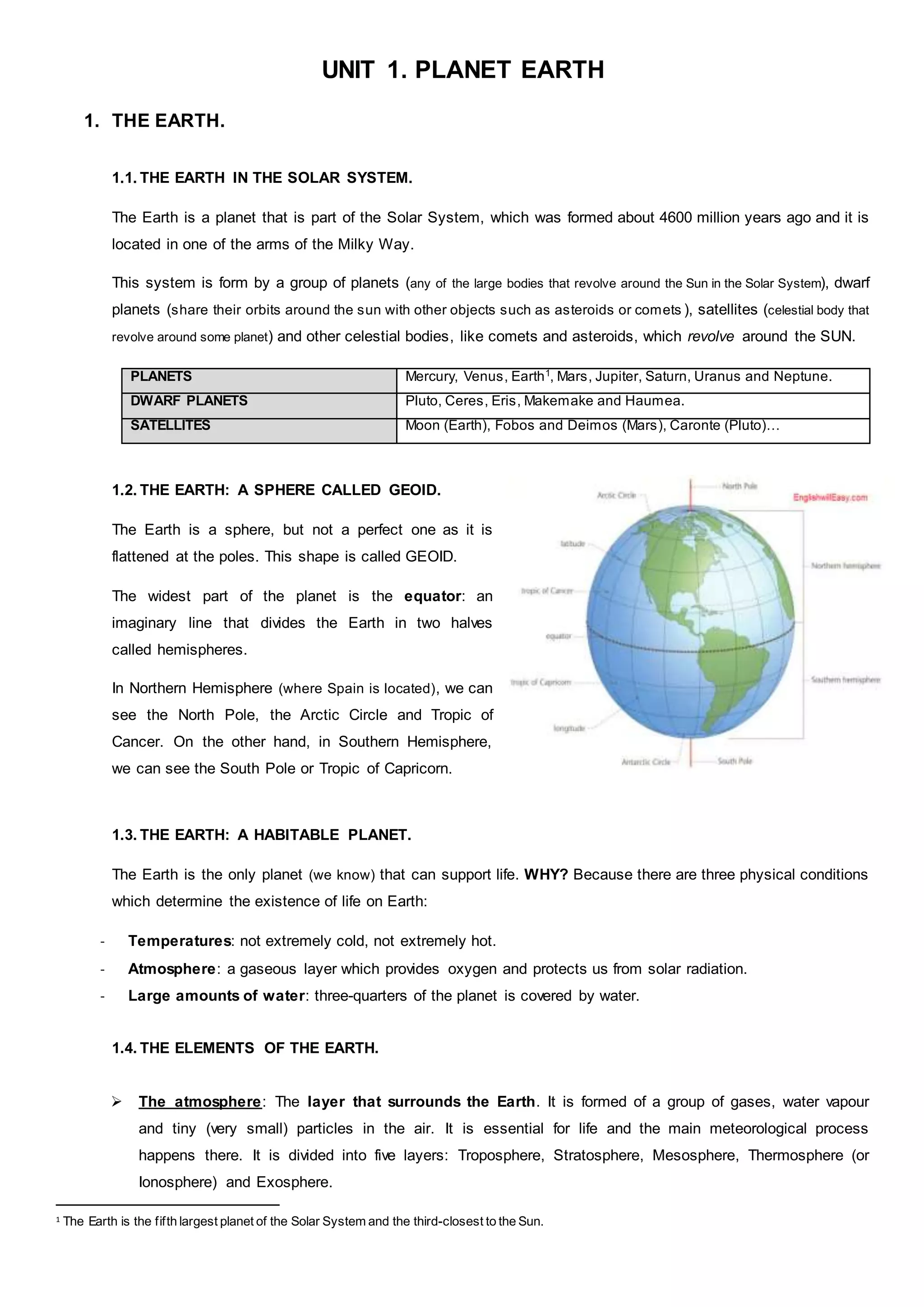 Unit 1. PLANET EARTH | PDF