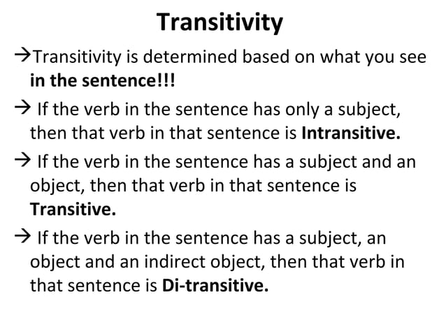 Unit 13 Arguments Of The Verb Subject Object And Indirect Object Ppt Programming Languages