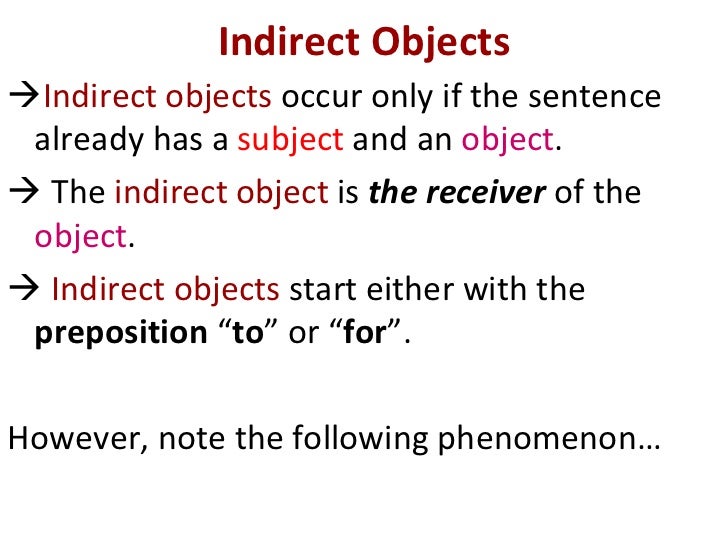 Unit 13 arguments of the verb, subject, object and indirect object