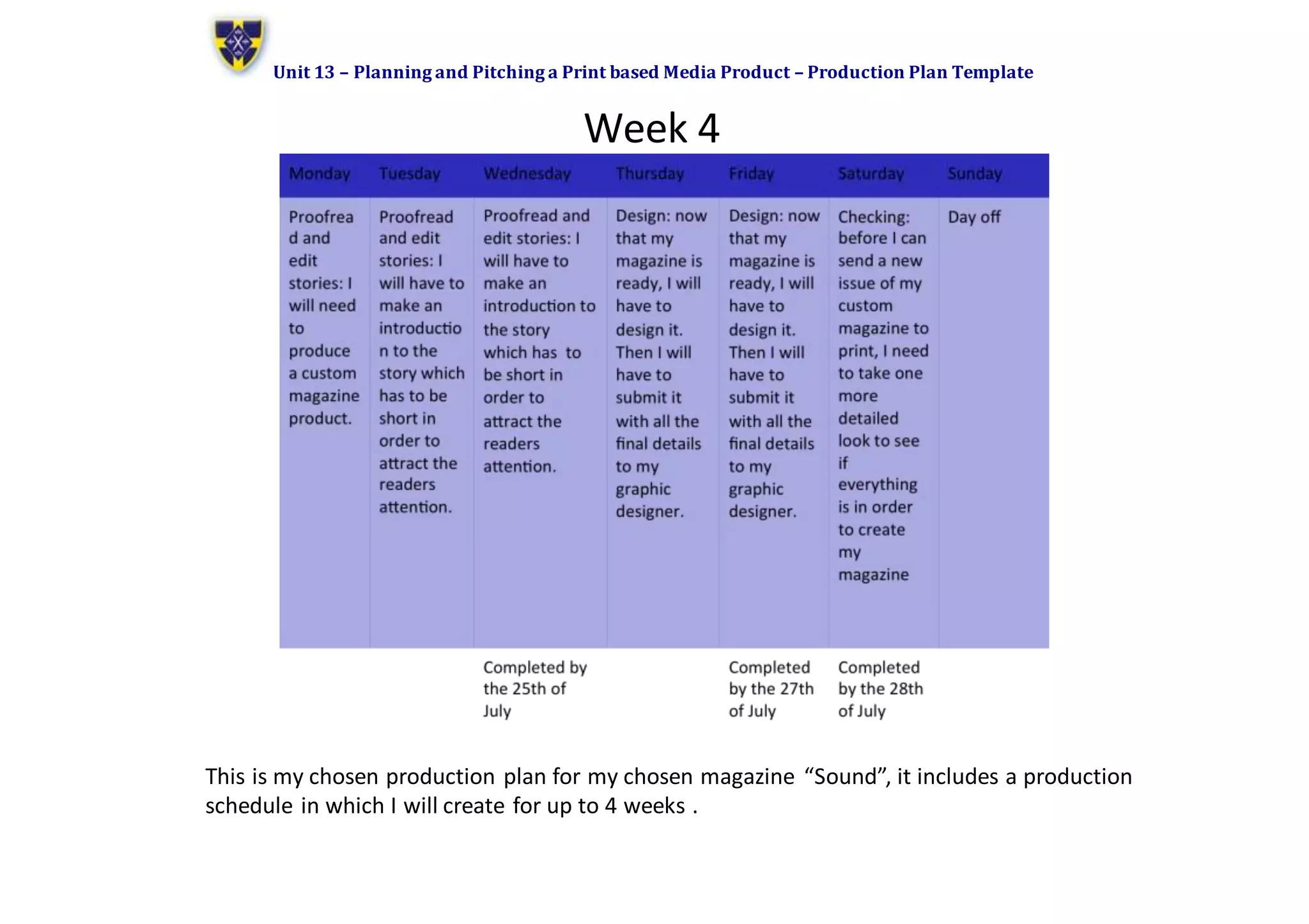 Unit 13 lo 4 production plan template (2) | PPT