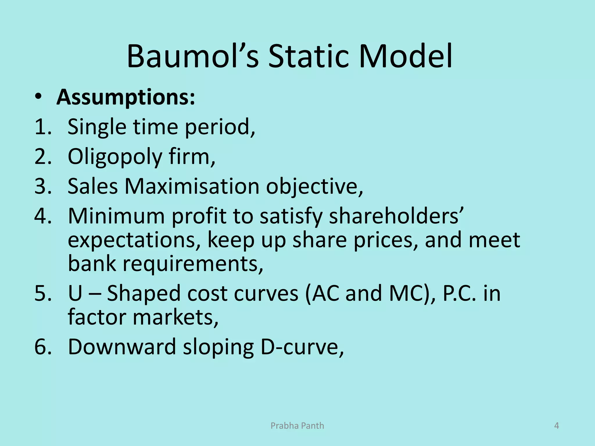 Baumol’s theory of sales maximisation | PPSX