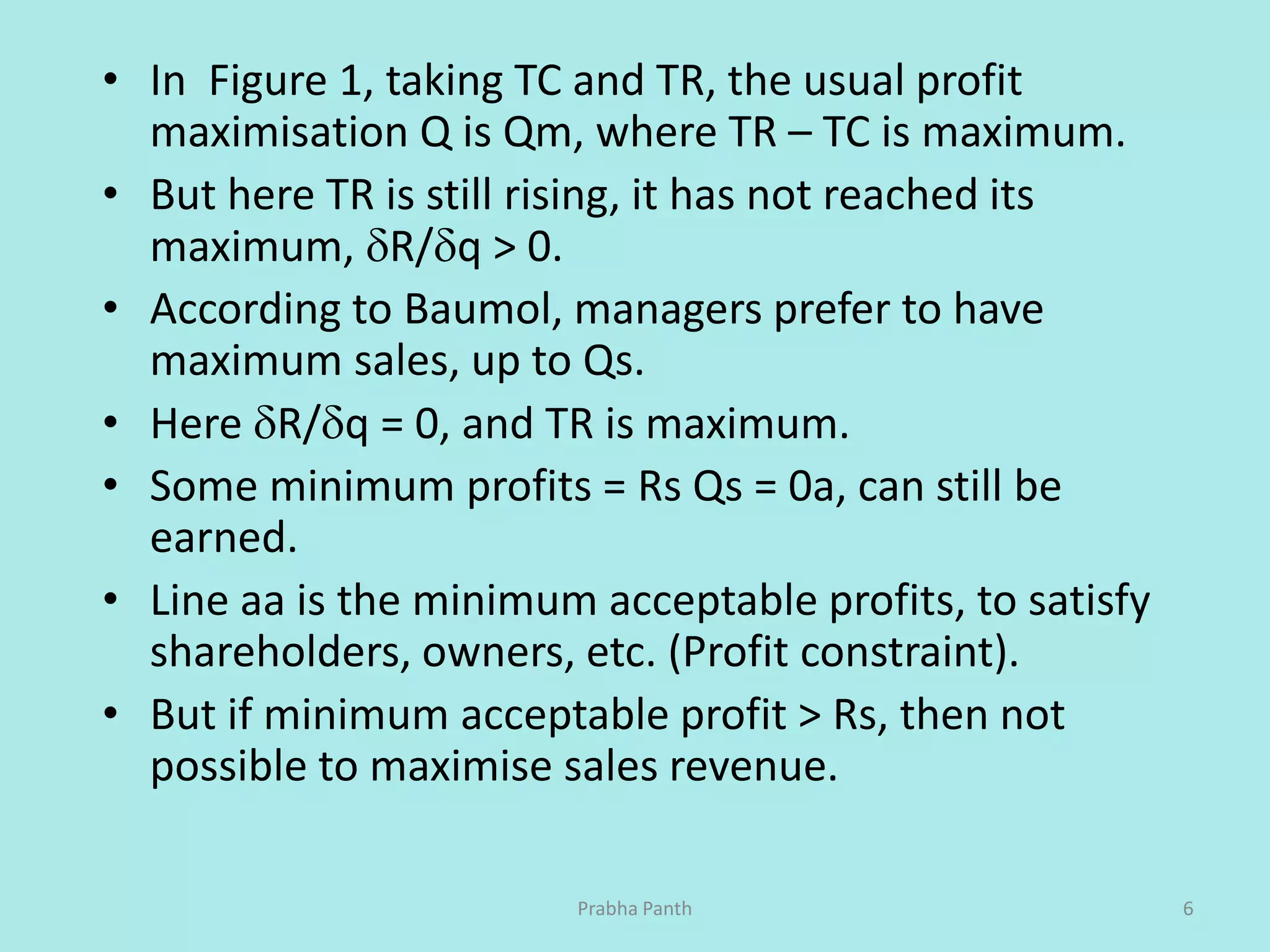 Baumol’s theory of sales maximisation | PPSX