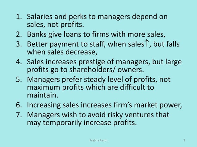 Baumol’s theory of sales maximisation | PPSX