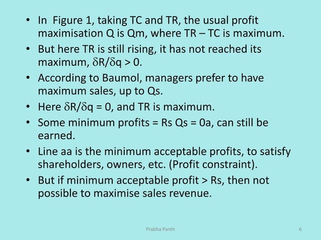 Baumol’s theory of sales maximisation | PPSX