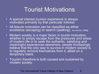 Special Interest Tourism - appeal and motivation factors | PPT