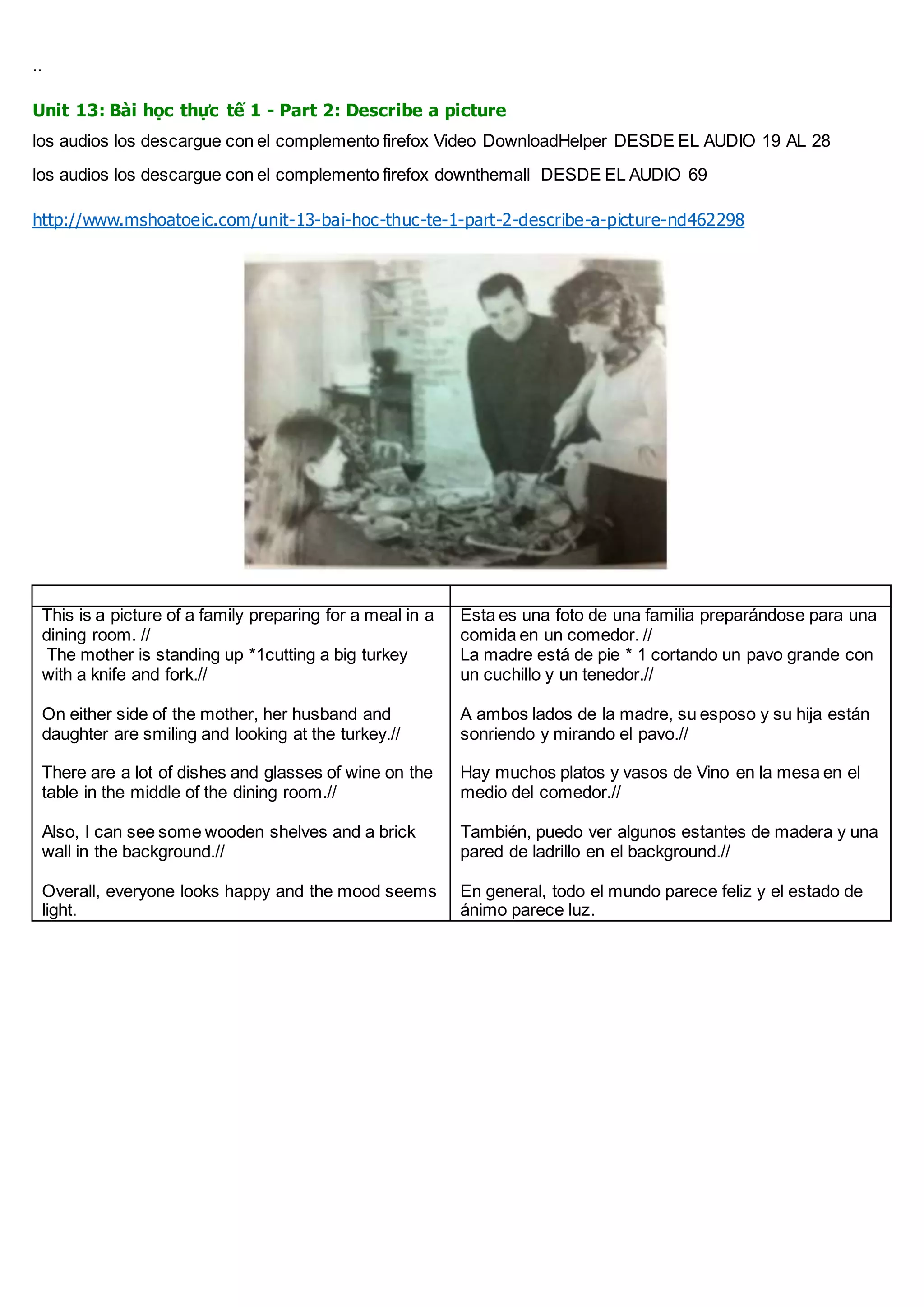 Pet speaking PICTURE DESCRIPTION PET describir una imagen | PDF
