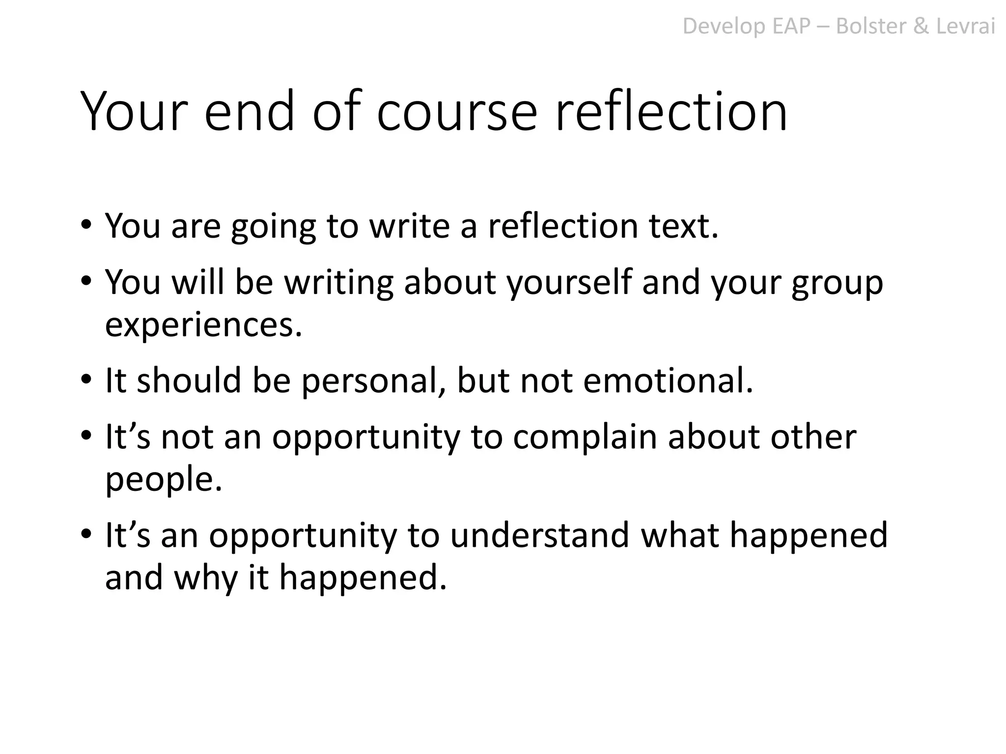 Unit 14 - end of course reflection | PPT