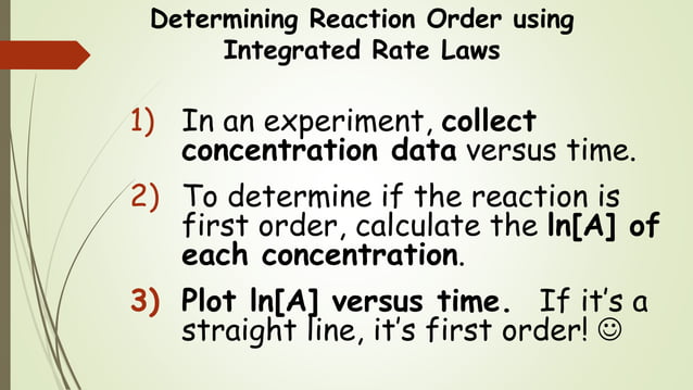 Chem 2 Chemical Kinetics Iv The First Order Integrated Rate Law Pptx Chemistry Science