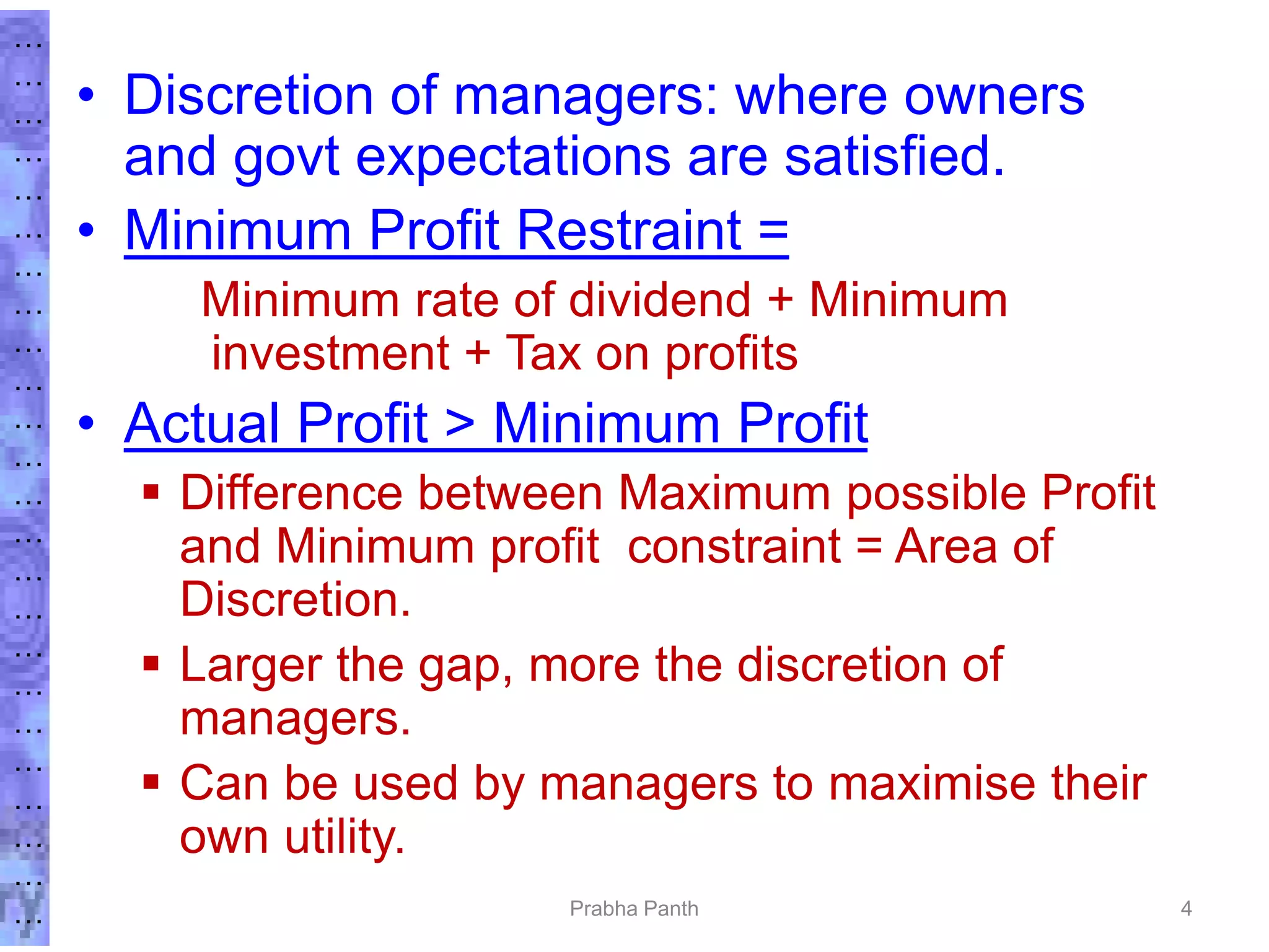 Williamson’s model of managerial discretion | PPSX