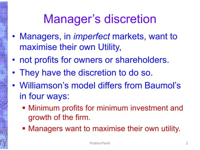 Williamson’s model of managerial discretion | PPSX
