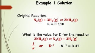 Chem 2 - Chemical Equilibrium IV: The Properties of the Equilibrium ...