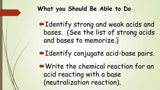 Chem 2 - Acid-Base Equilibria I: The Basics of Acids and Bases | PPTX