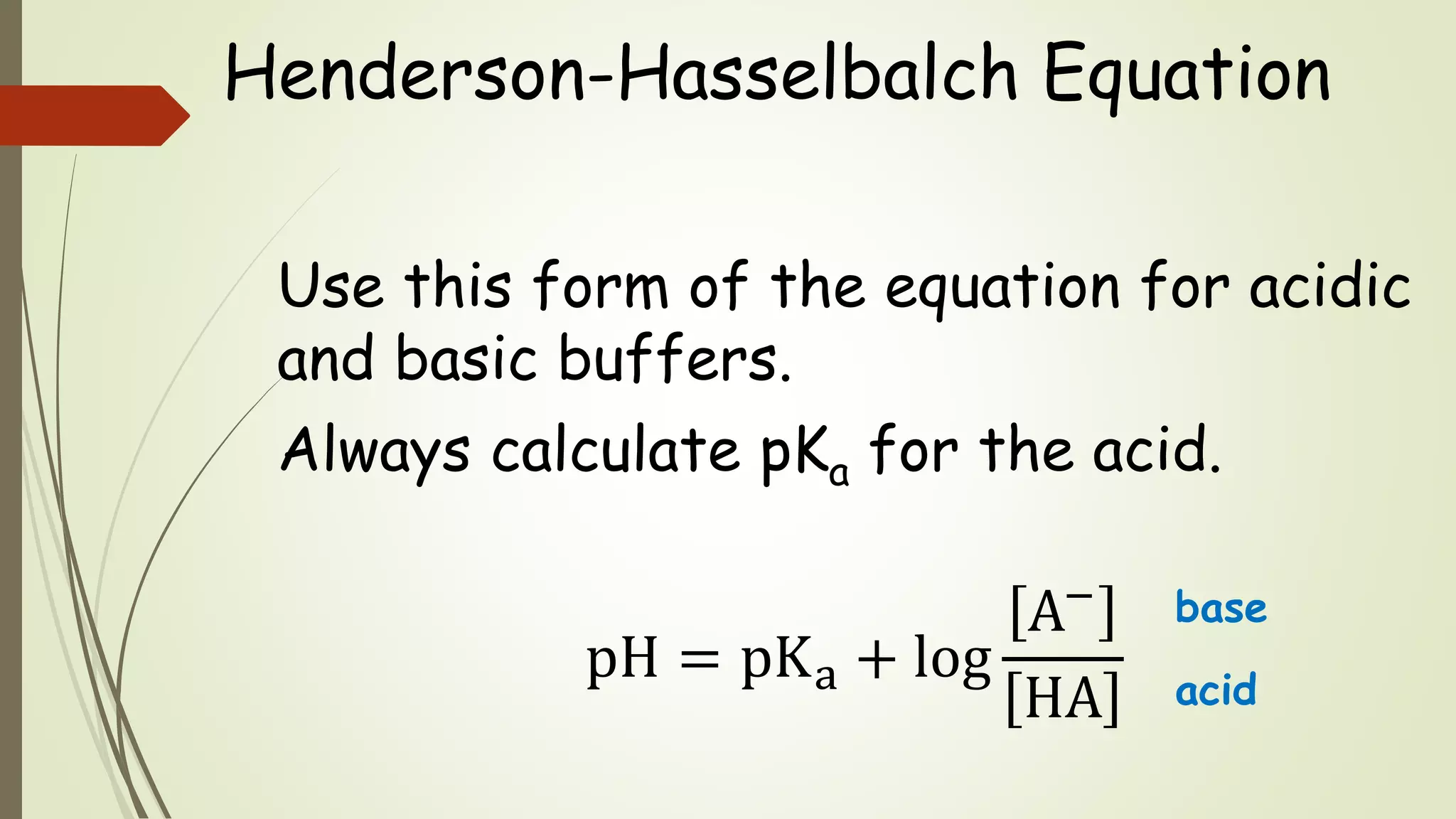 Chem 2 - Acid-Base Equilibria X: Buffers and the Henderson-Hasselbalch ...