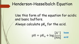 Chem 2 - Acid-Base Equilibria X: Buffers and the Henderson-Hasselbalch ...