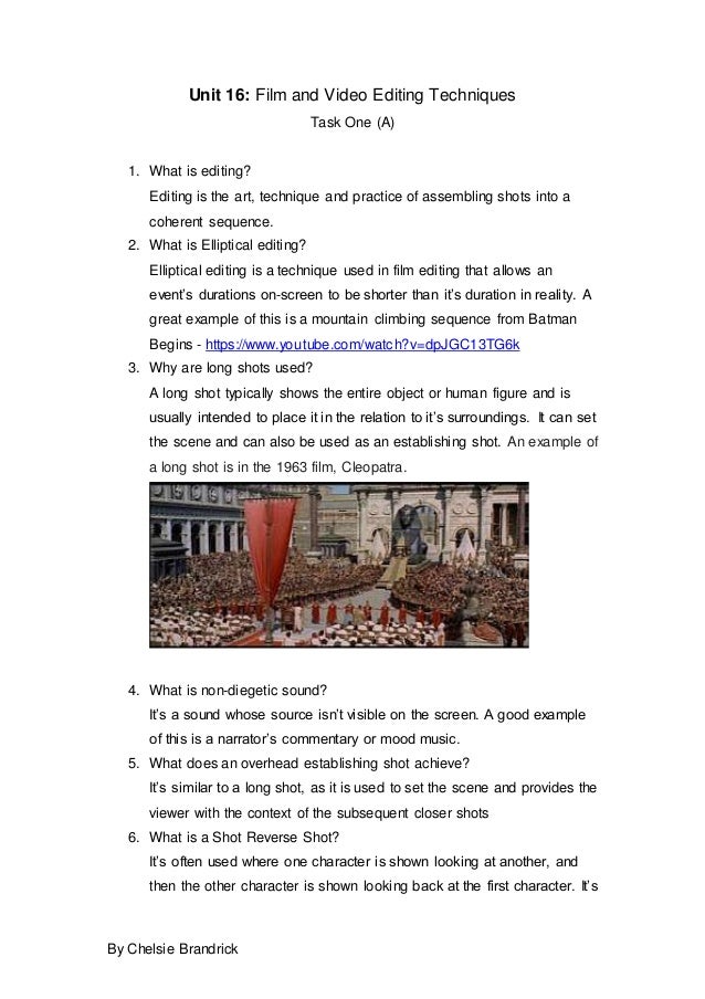 Unit 16 Film And Editing Techniques Task One A unit-16-film-and-editing-techniques-task-one-a
