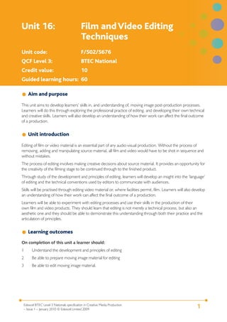 Unit 16 film_and_video_editing_techniques | PDF