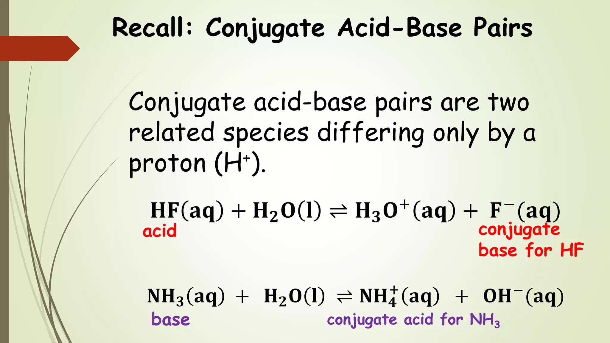 Chem 2 - Acid-Base Equilibria VII: Conjugate Acid/Base Pairs and ...