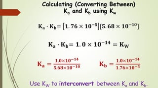 Chem 2 - Acid-Base Equilibria VII: Conjugate Acid/Base Pairs and Relationships Between Ka, Kb ...