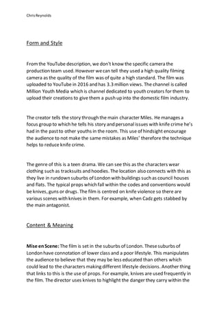 Unit 16 short film case study | DOCX