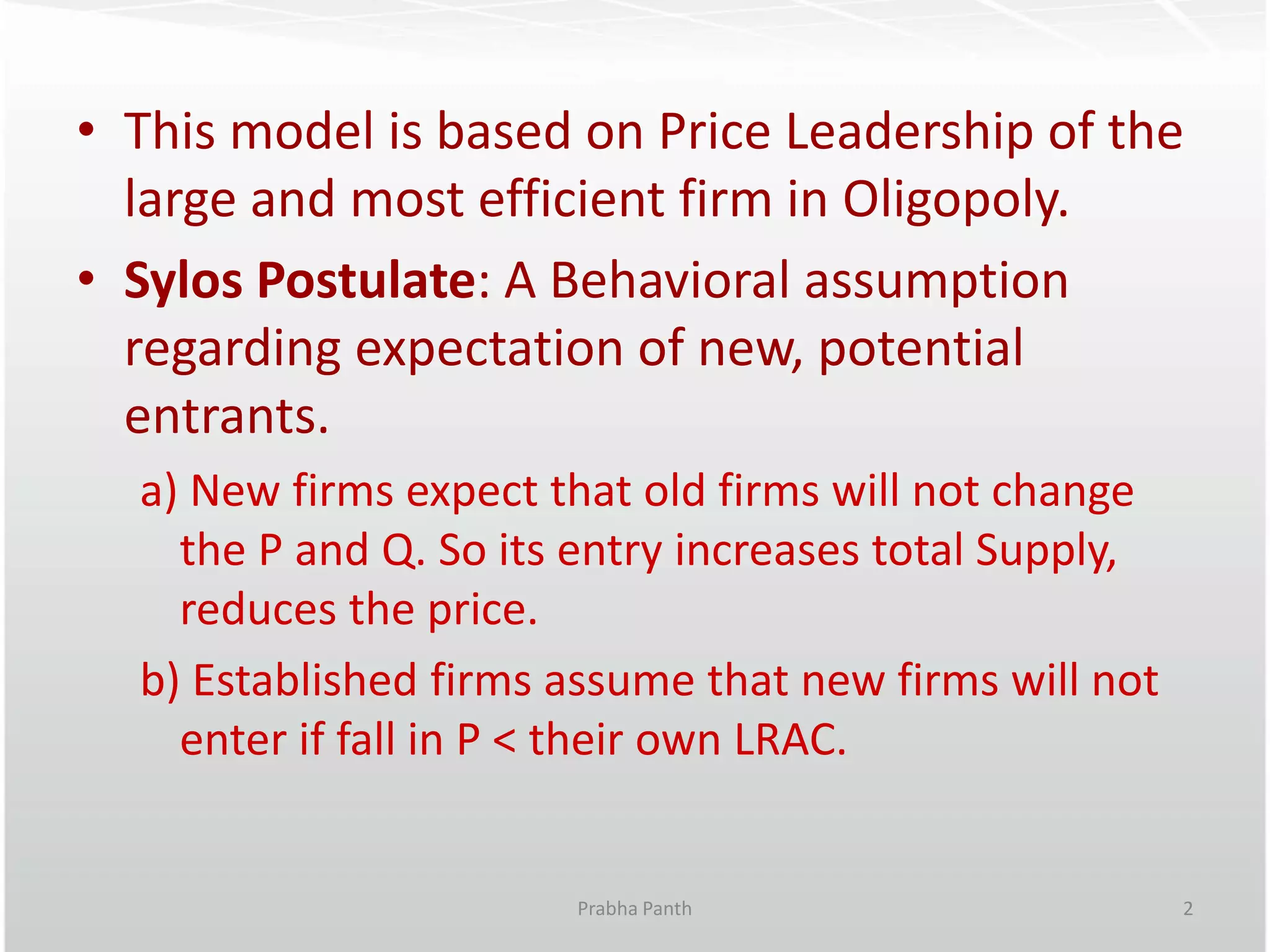 Sylos labini’s model of limit pricing | PPSX