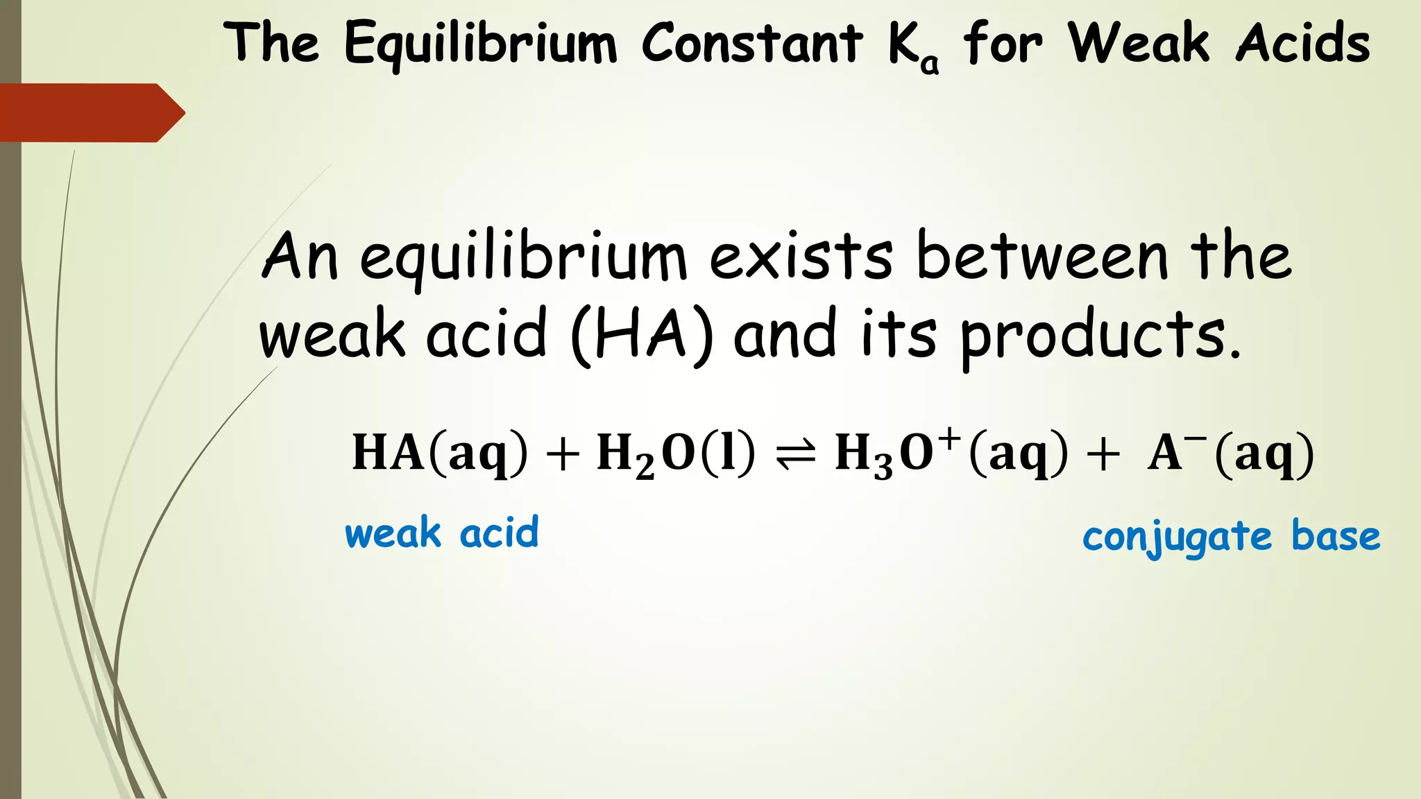 Chem 2 - Acid-Base Equilibria V: Weak Acid Equilibria and Calculating ...