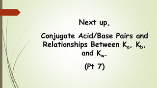 Chem 2 - Acid-Base Equilibria VI: Weak Base Equilibria and Kb ...