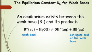 Chem 2 - Acid-Base Equilibria VI: Weak Base Equilibria and Kb ...