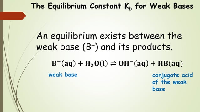Chem 2 - Acid-Base Equilibria VI: Weak Base Equilibria and Kb ...